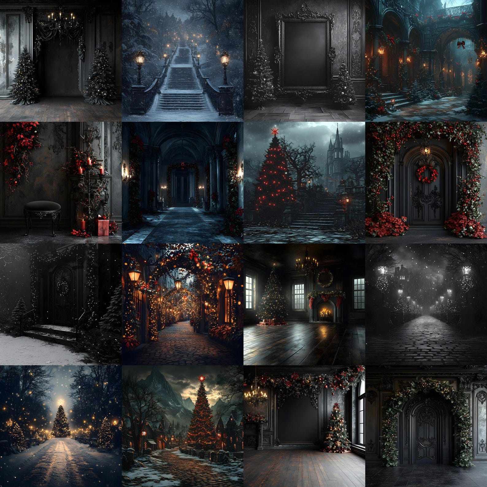 310 Gothic Christmas Backdrops, Digital Backdrop, Christmas Backdrop ...
