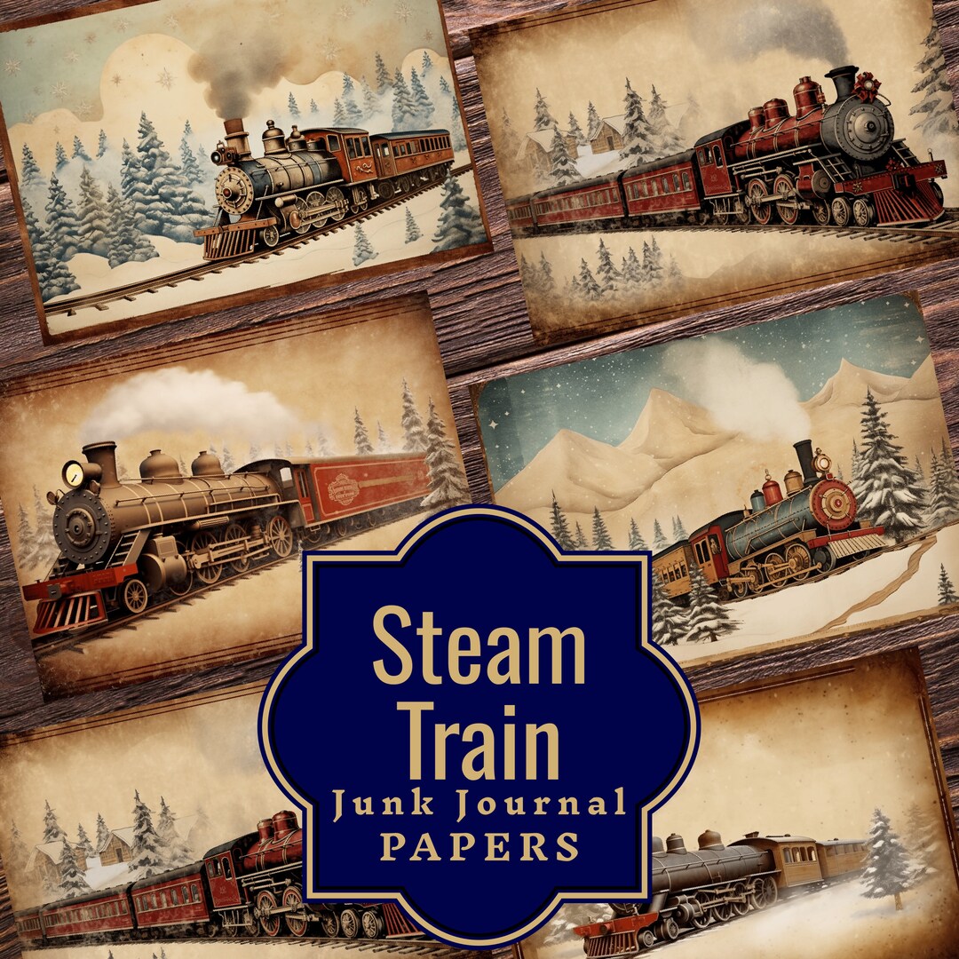 Steam Train Junk Journal Kit - Vintage Design, Printable Train Papers ...