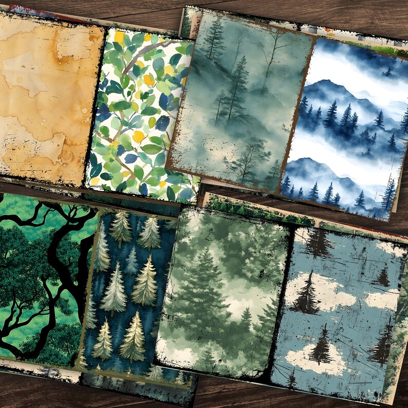 Watercolor Forest Junk Journal Printable Pages, Hiking Journal, Forest ...