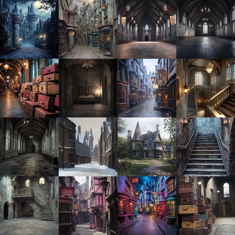 100 Wizarding School Backdrops, Magical Wizard Digital Backgrounds ...