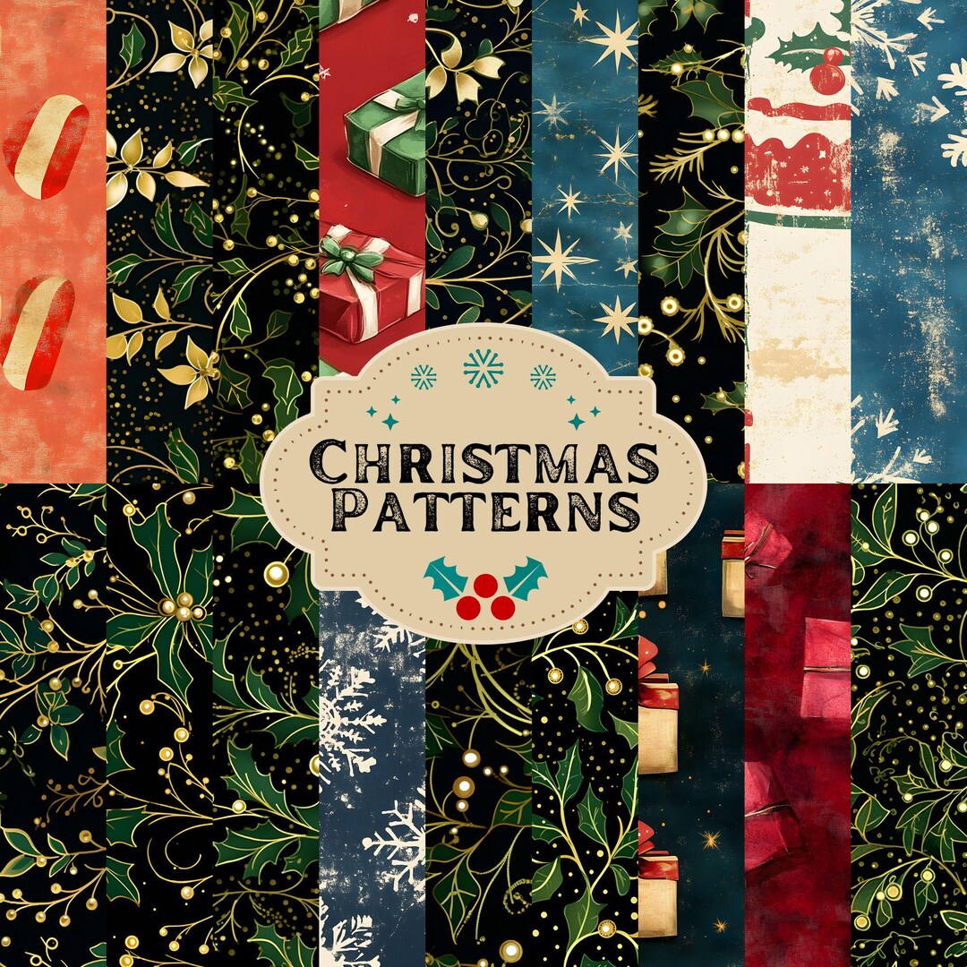 Digital Christmas Patterns - Printable for Scrapbooking, Junk Journals ...