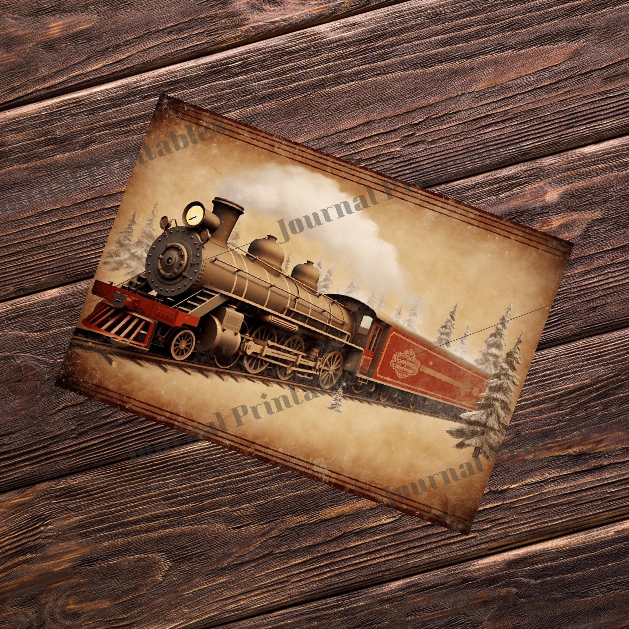 Steam Train Junk Journal Kit - Vintage Design, Printable Train Papers ...