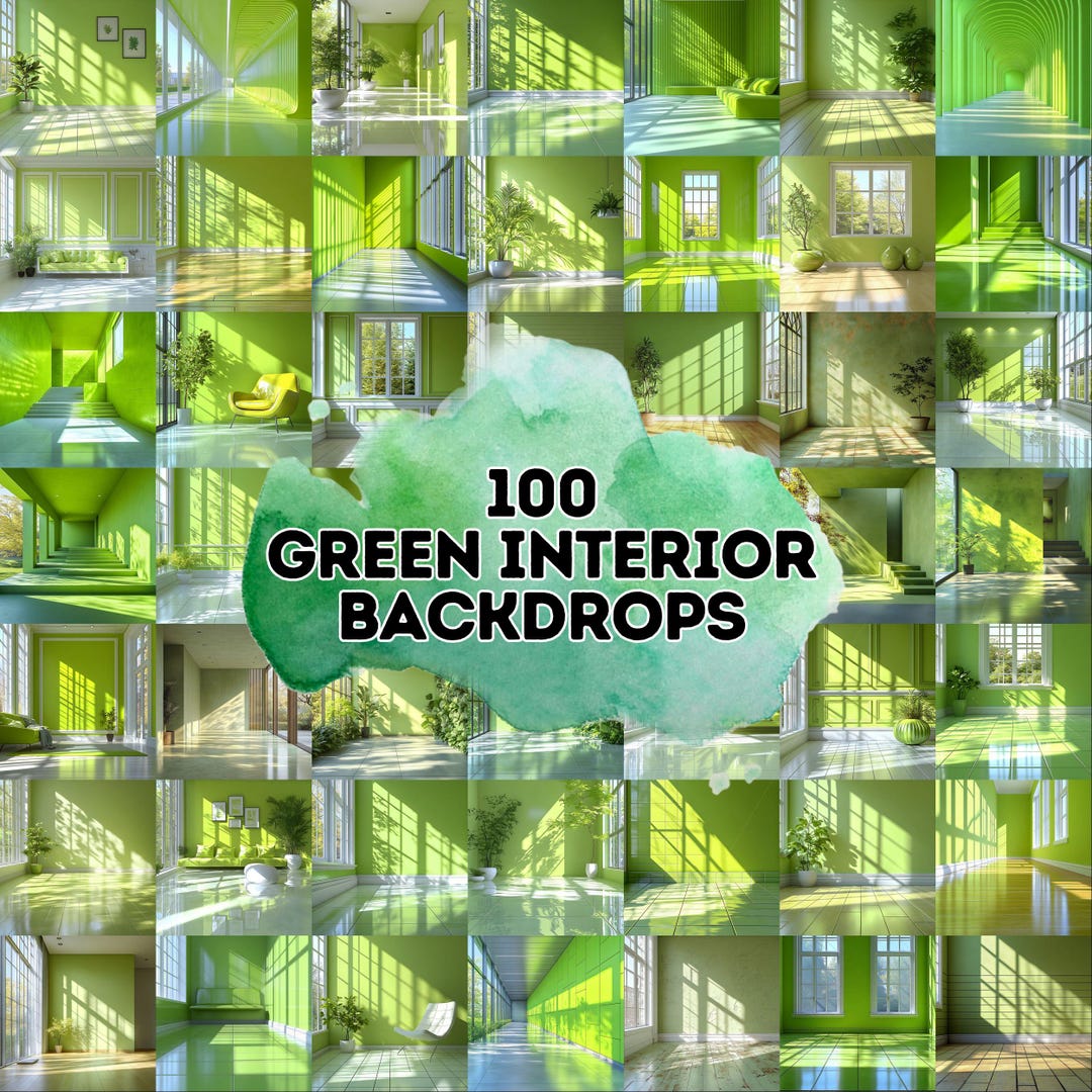 Green Digital Backdrop, Room Minimal Background, Overlays, Textures ...