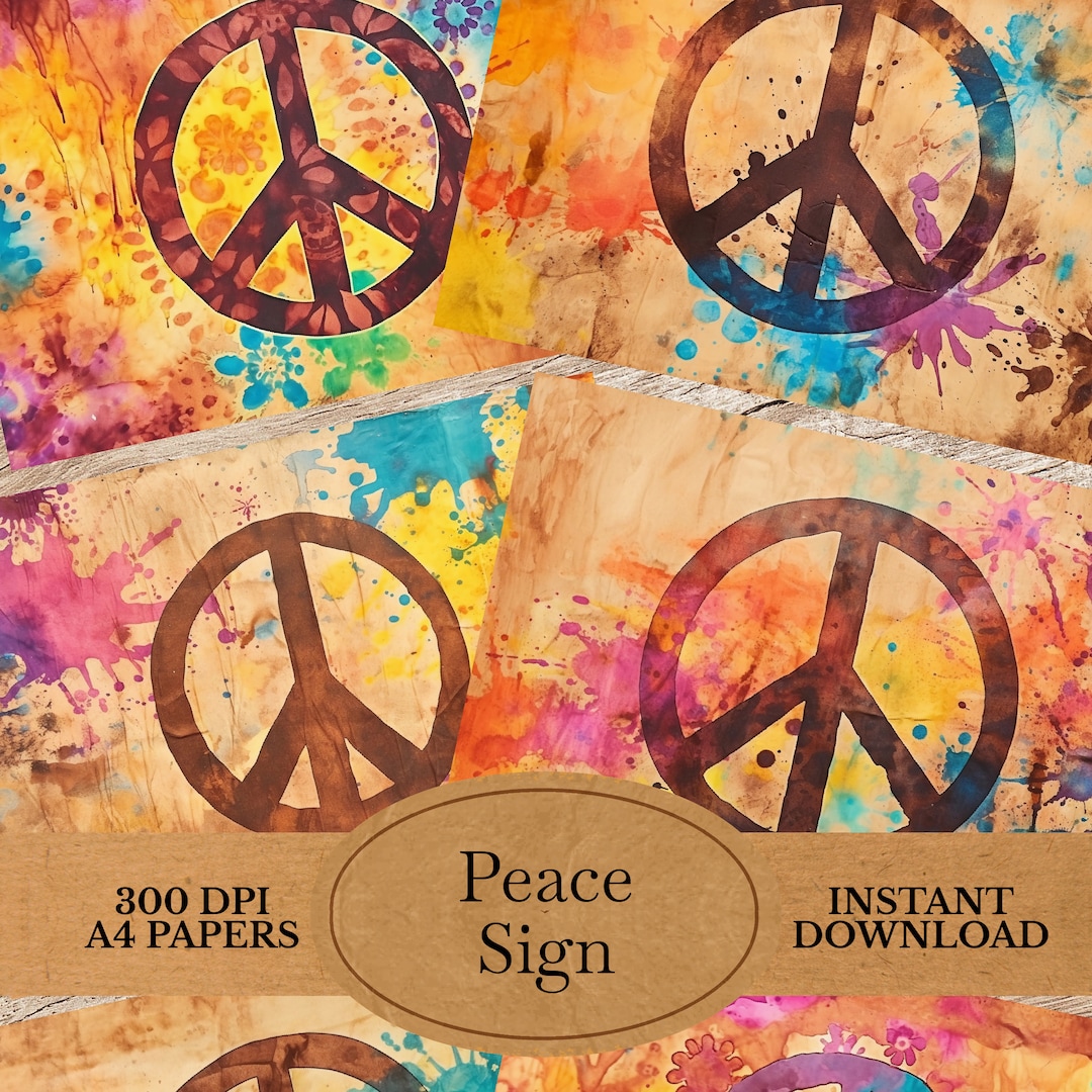 Peace Sign Junk Journal Pages - Hippie Junk Journal Ephemera ...