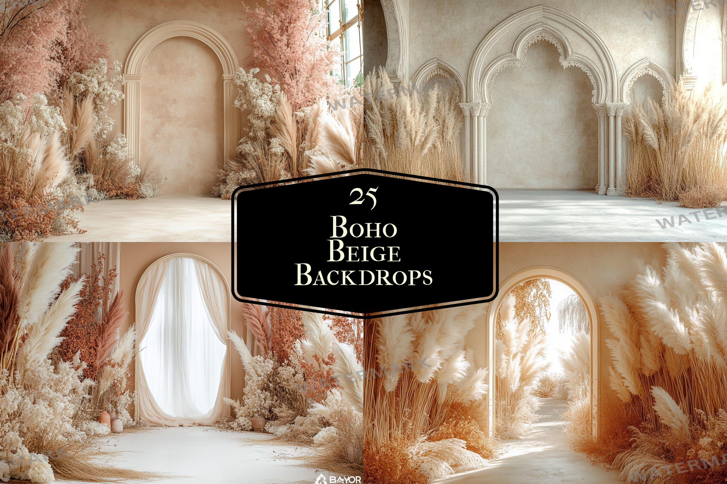 25 Boho Beige Backdrops - Neutral and Elegant Archway Digital Backdrops ...