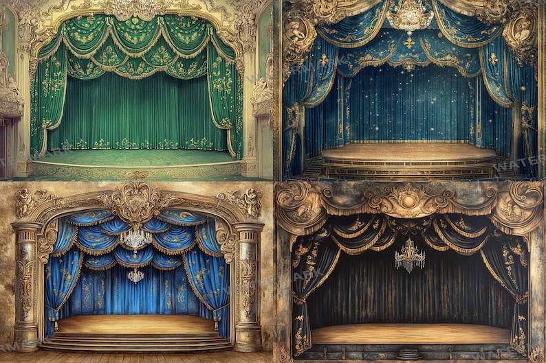 Baroque Theater Printable Papers – 25 Elegant 11" X 8.5" Designs With ...