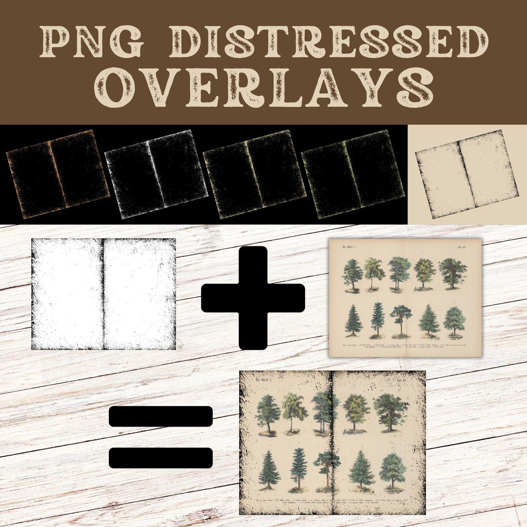 Junk Journal Kit Overlay, Transparent PNG Distressed Effect, PNG ...