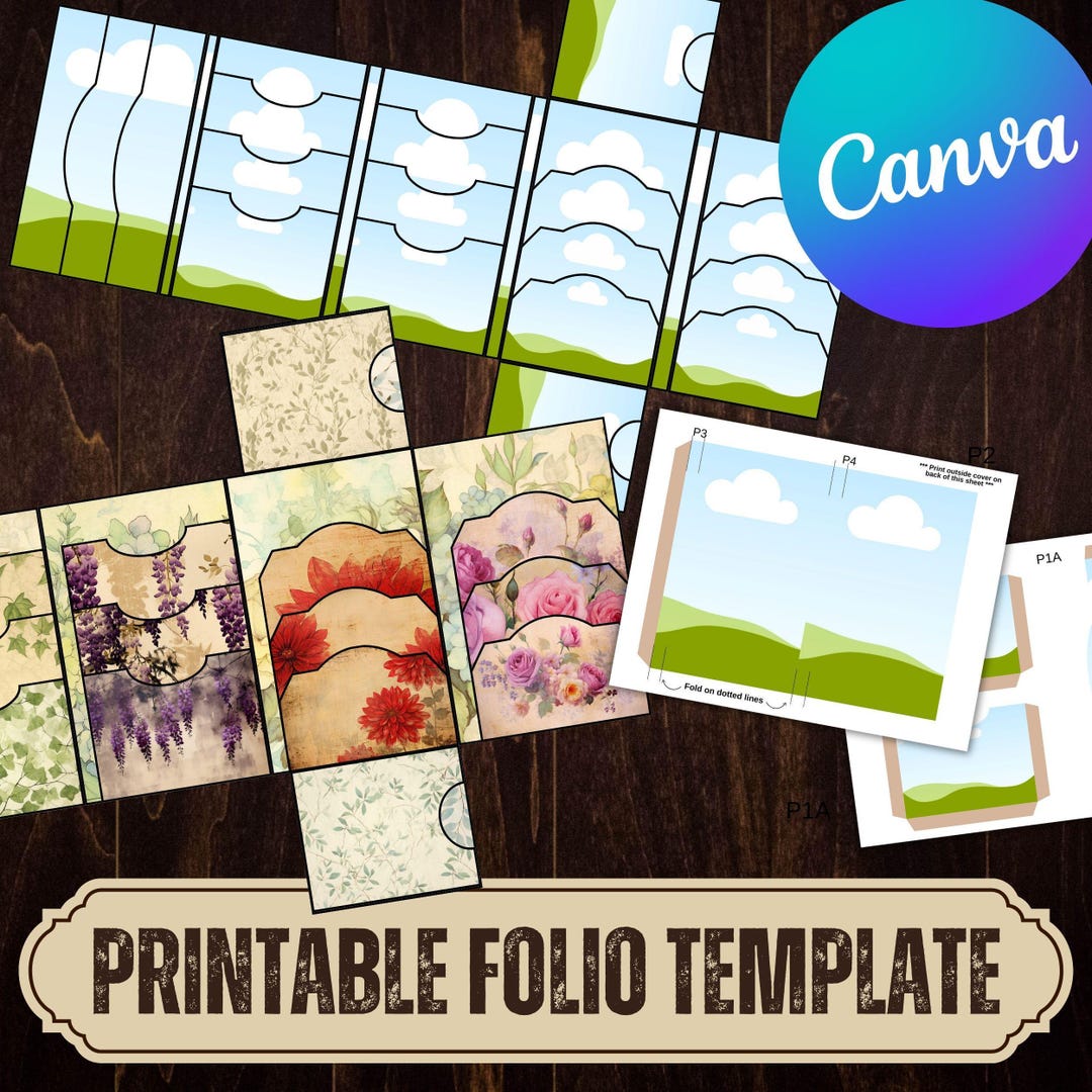 Custom Canva Junk Journal Folio Kit - 9 Printable Pocket Insert Cutouts ...
