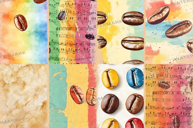 Colorful Coffee Printable Papers – Foldable Double Pages - 11" X 8.5 ...