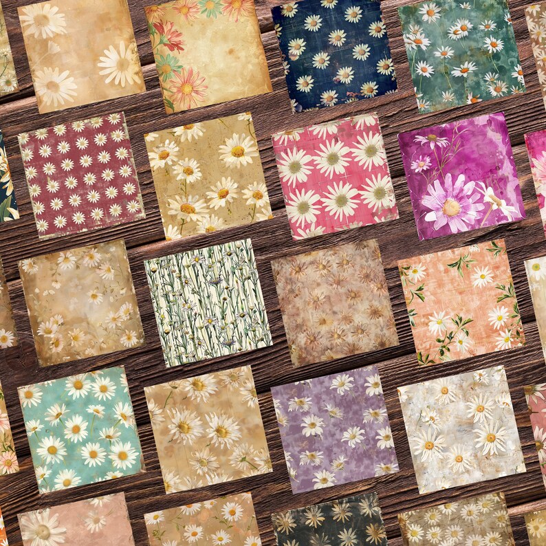 100 Daisy Seamless Papers - Seamless Daisy Flower Patterned Papers ...