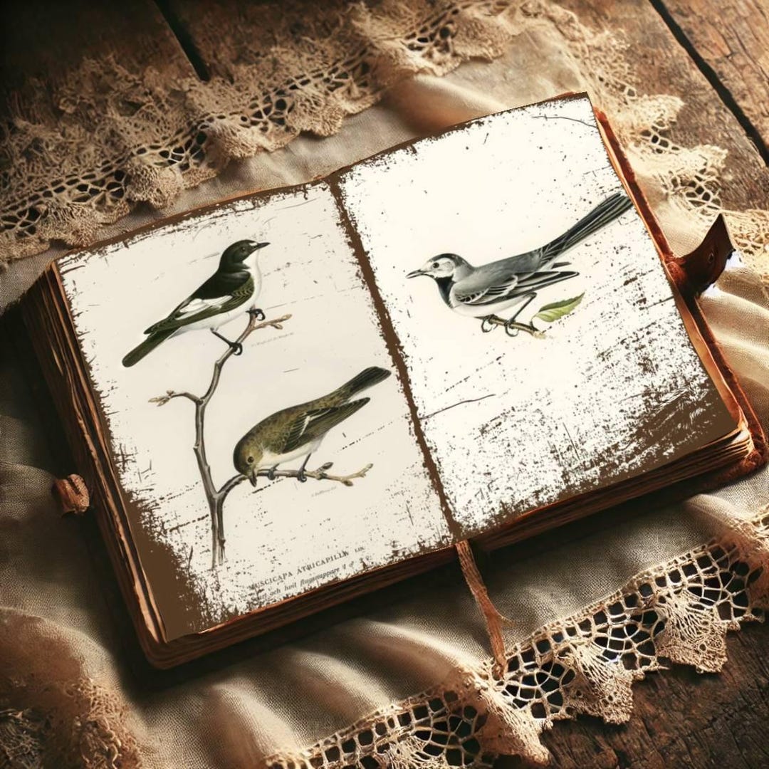 Vintage Bird Sketch Junk Journal Kit | Digital Pages for Nature Theme ...