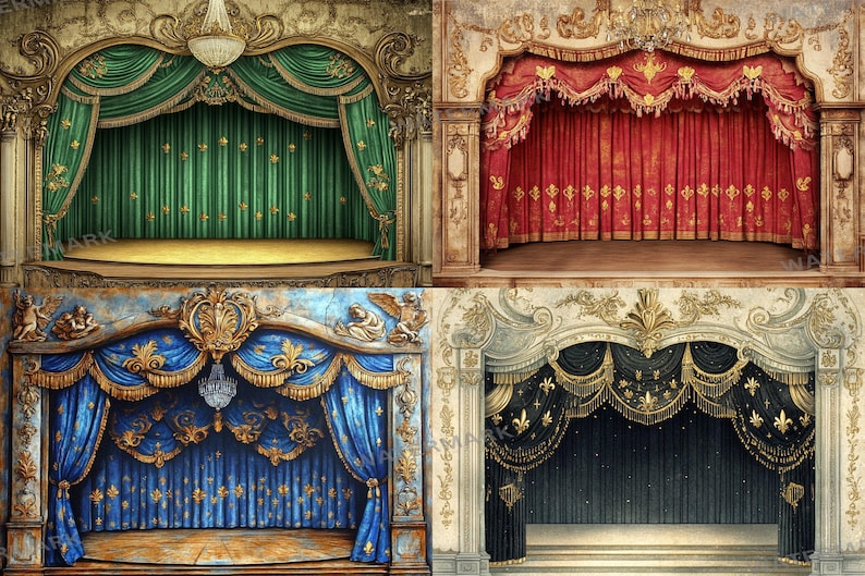 Baroque Theater Printable Papers – 25 Elegant 11" X 8.5" Designs With ...