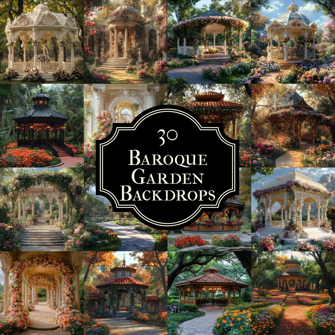 30 Baroque Garden Digital Backgrounds, Vintage, Maternity Backdrop ...
