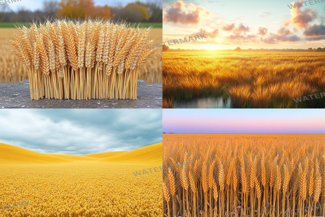 20 Golden Wheat Field Digital Backdrops | Sunset Countryside ...