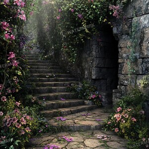 12 Secret Garden Digital Background, Forest Tree, Digital Backdrop ...