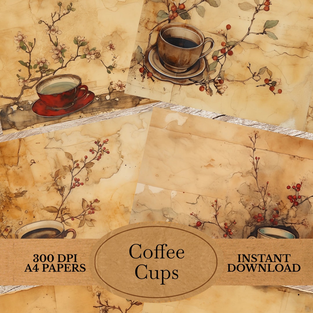 Coffee Cup Journal Pages - Coffee Junk Journal Pages - Coffee Shop ...