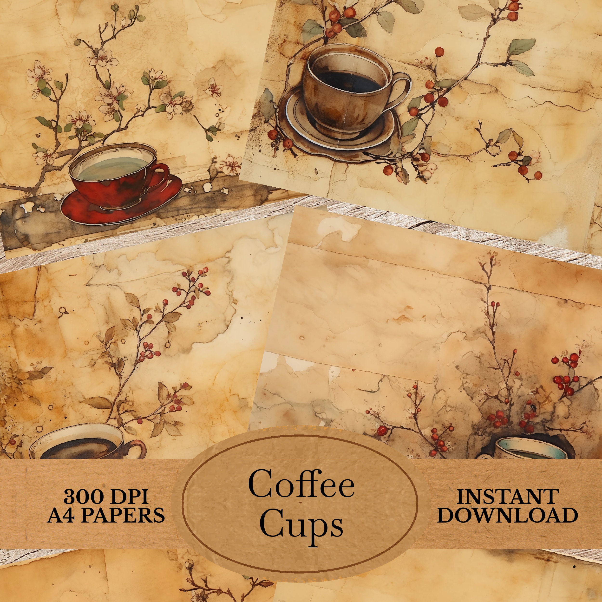 Coffee Cup Journal Pages - Coffee Junk Journal Pages - Coffee Shop ...