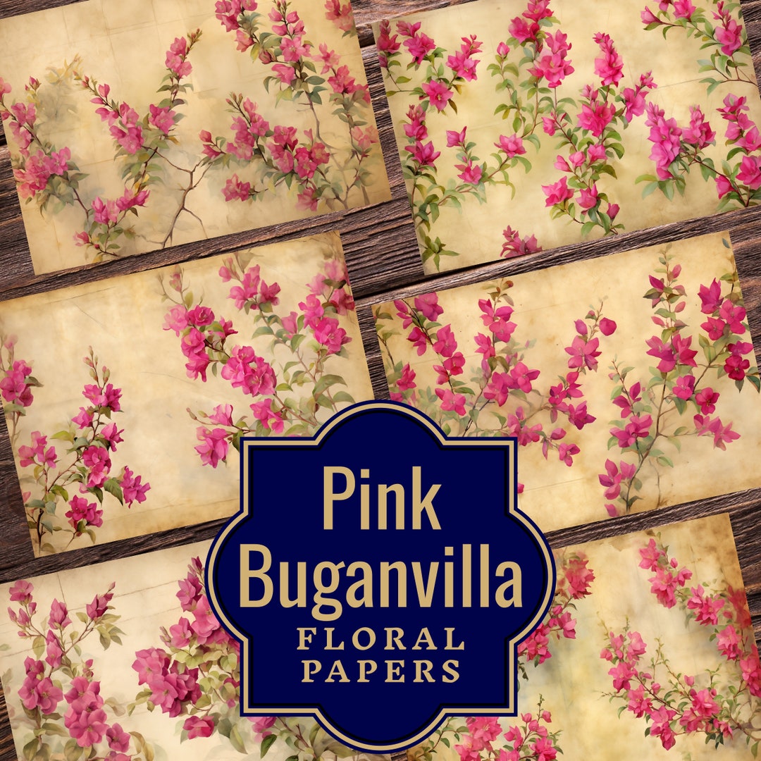 Pink Buganvilla Junk Journal Papers Pink Bougainvillea Ephemera Junk ...