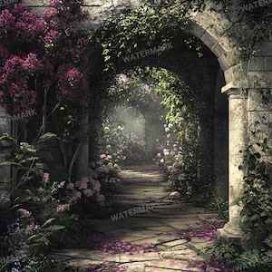 12 Secret Garden Digital Background, Forest Tree, Digital Backdrop ...