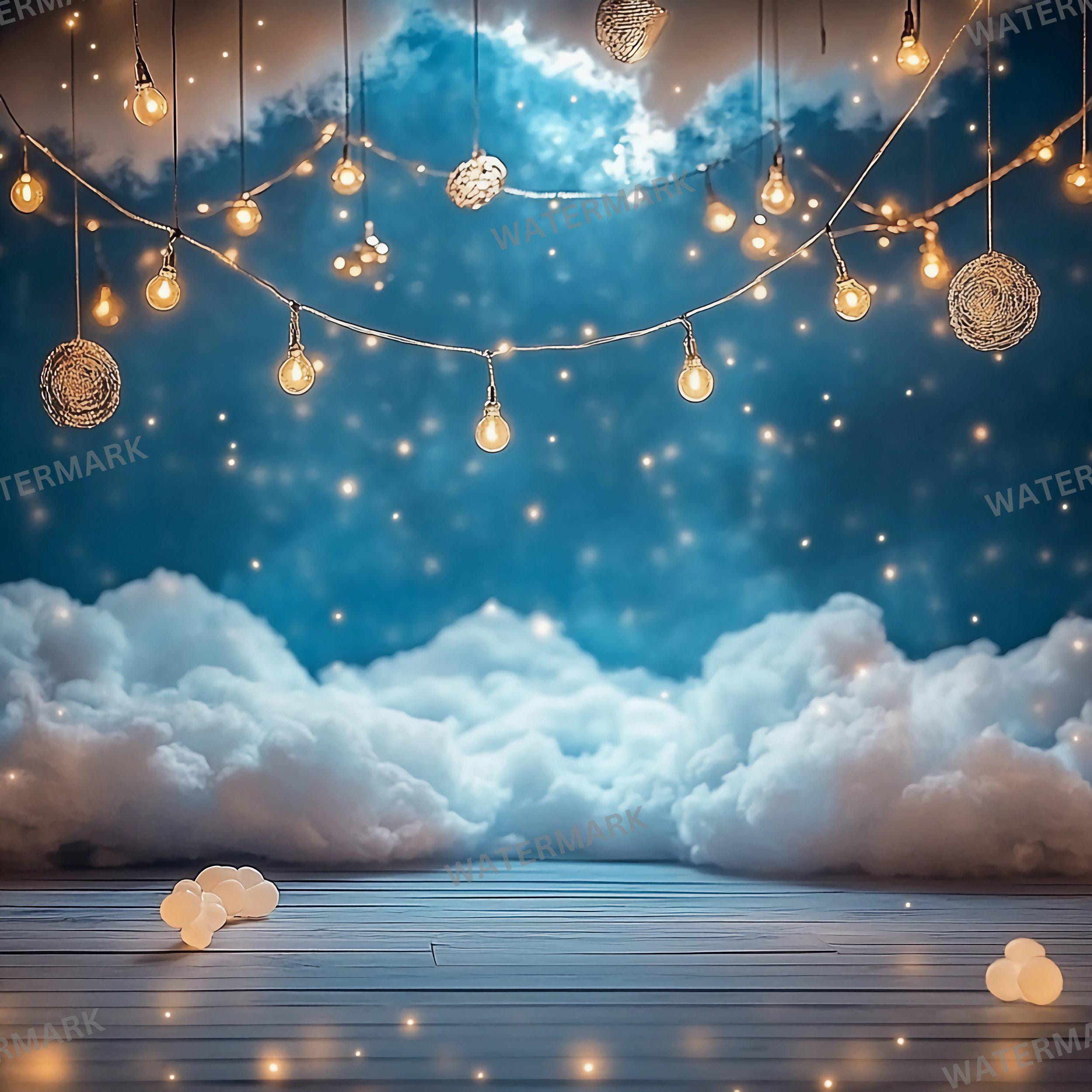 12 Blue Starry Backdrops, Night Sky Backgrounds, Digital Cloud ...