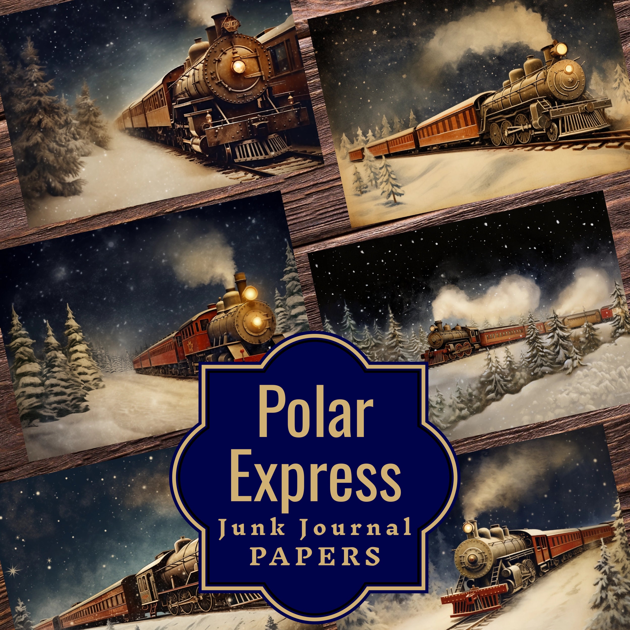 Polar Express Junk Journal Kit - Steam Train Vintage Prints, Printable ...