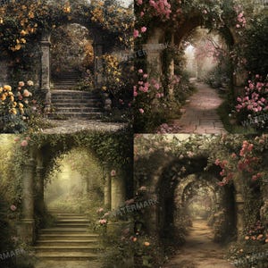 12 Secret Garden Digital Background, Forest Tree, Digital Backdrop ...