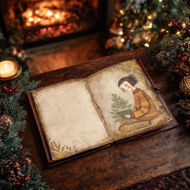 Vintage Christmas Blank Notebook Paper Junk Journal, Printables Digital ...