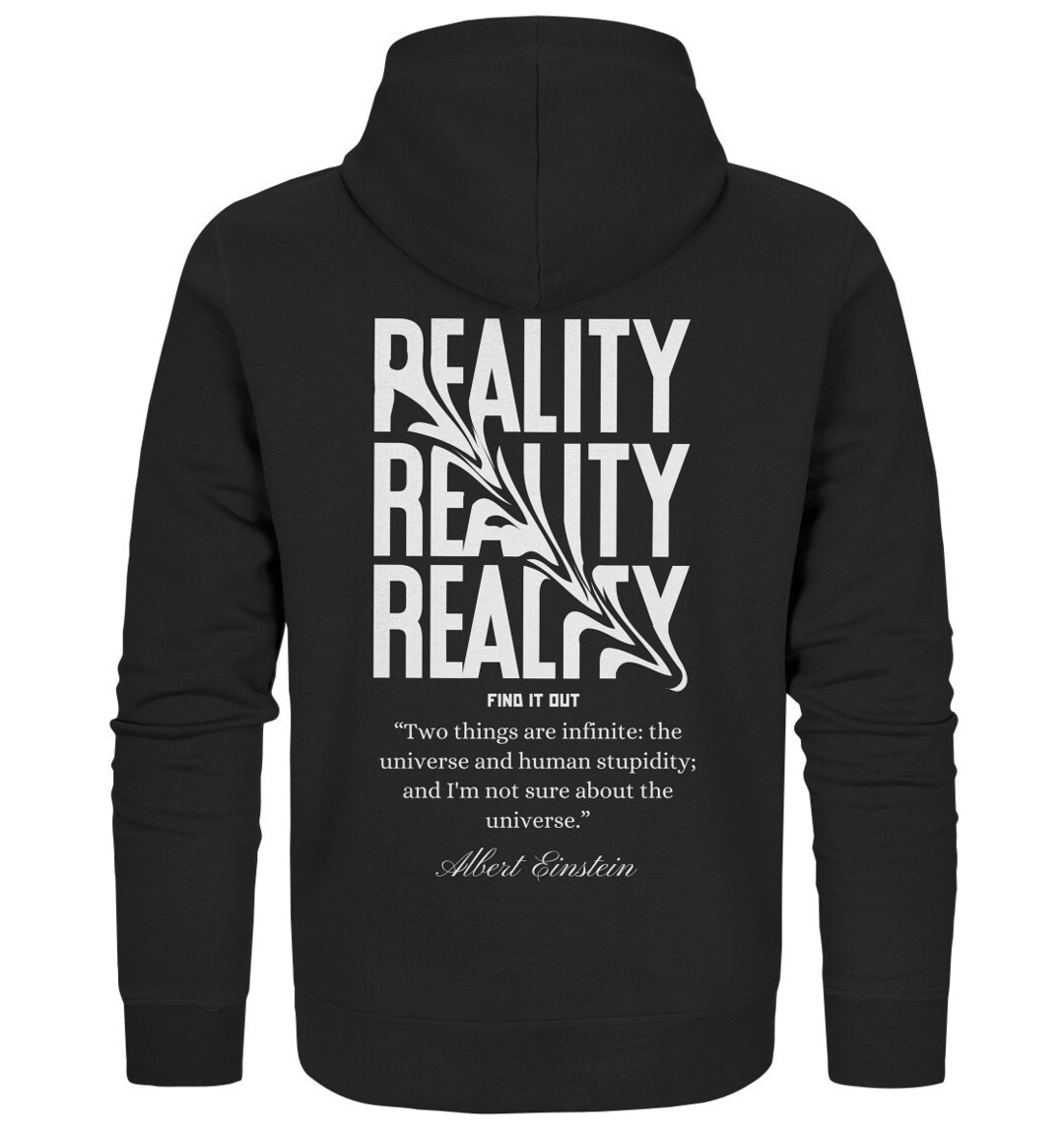 Albert Einstein Quote 2 English White Organic Zipper Only4you two ...