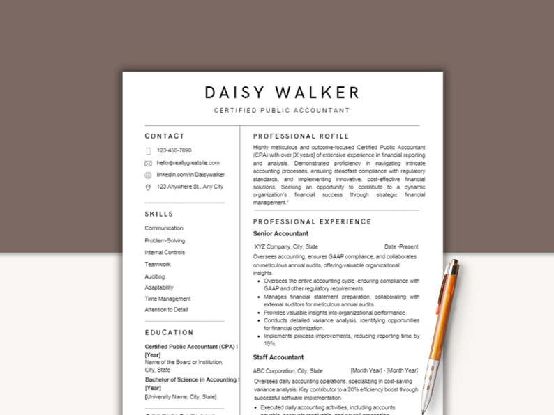 Professional Digital CV Template – Editable Resume Design With Bonus ...