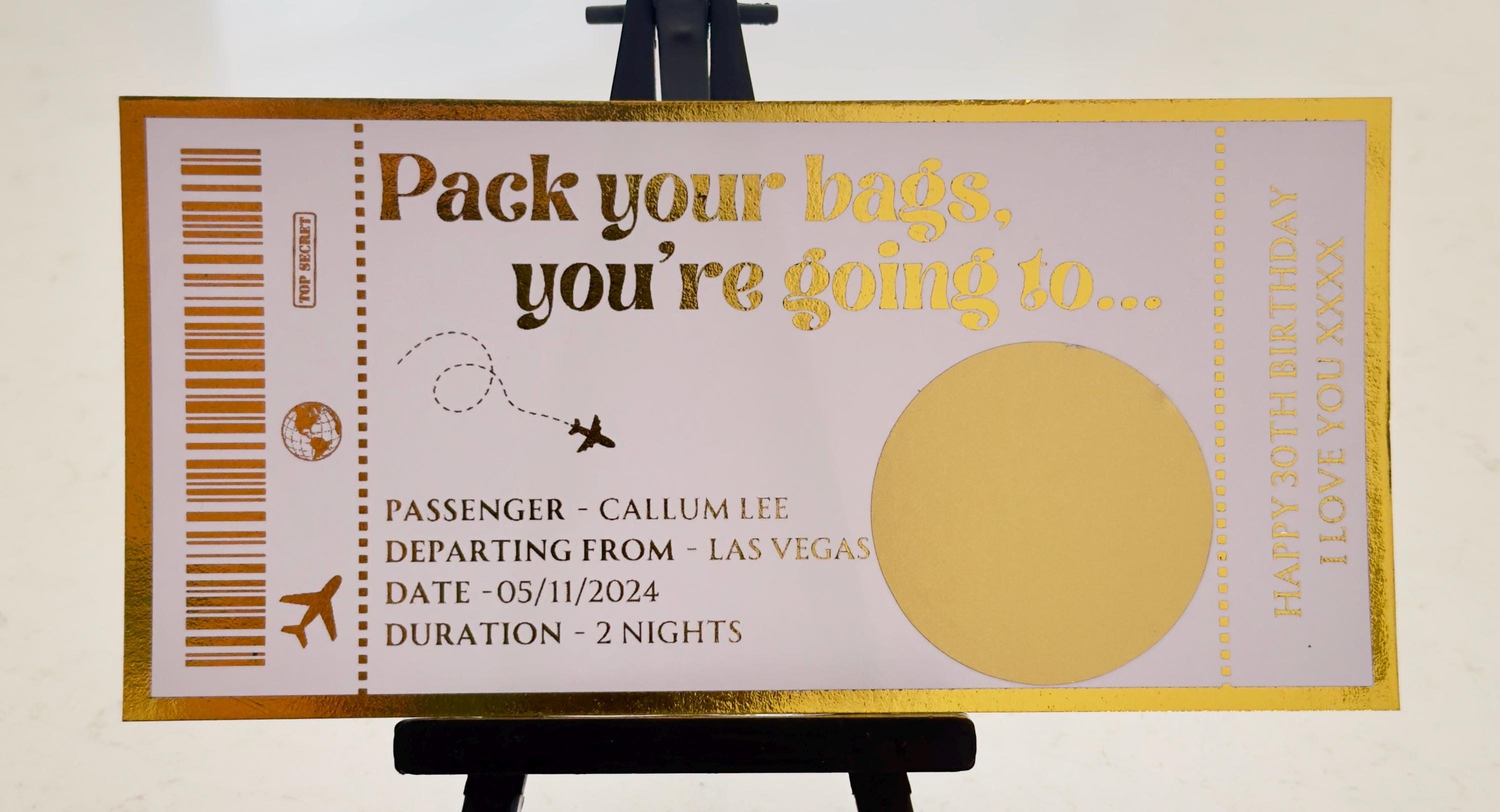Personalized Foil Reveal Ticket: Custom Destination Boarding Pass - Etsy