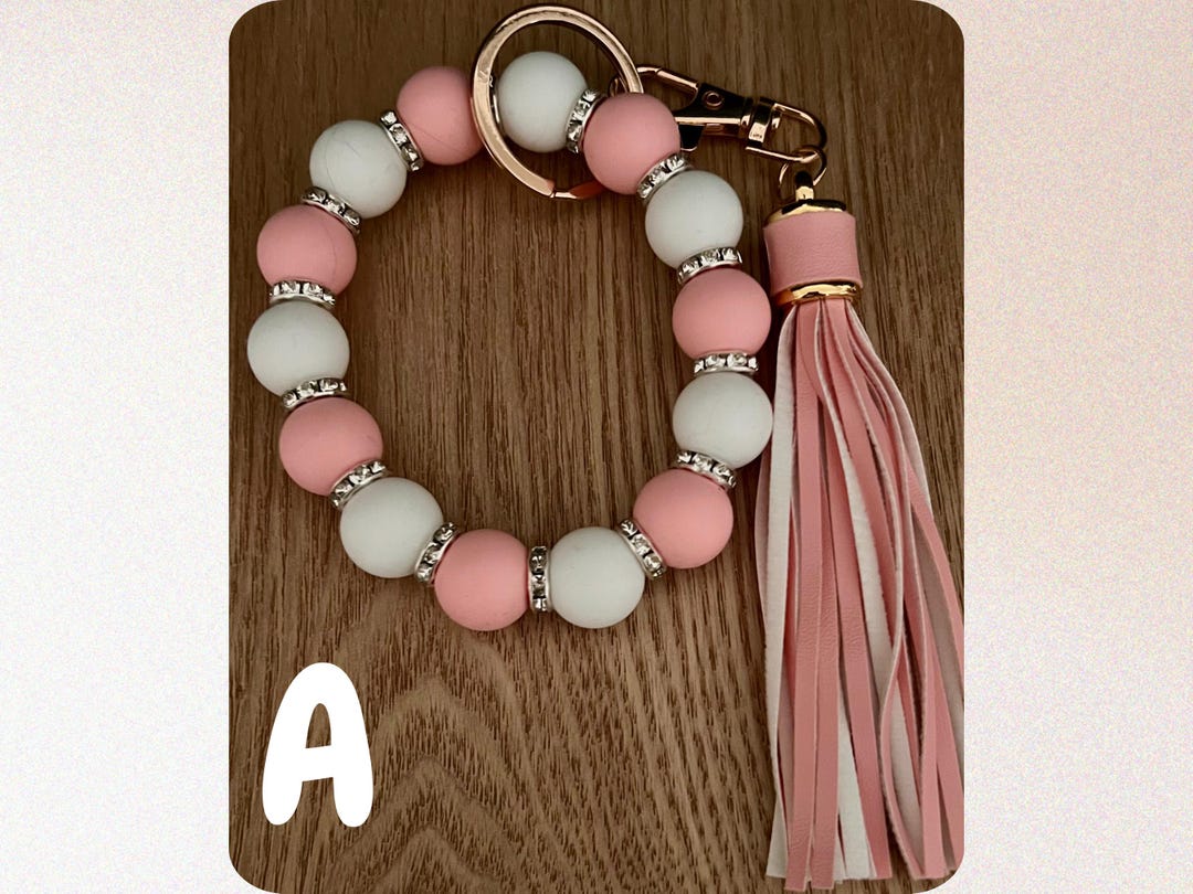 Keychain Wristlets | Mom Keyring | Round Bead Wristlet Keychain ...