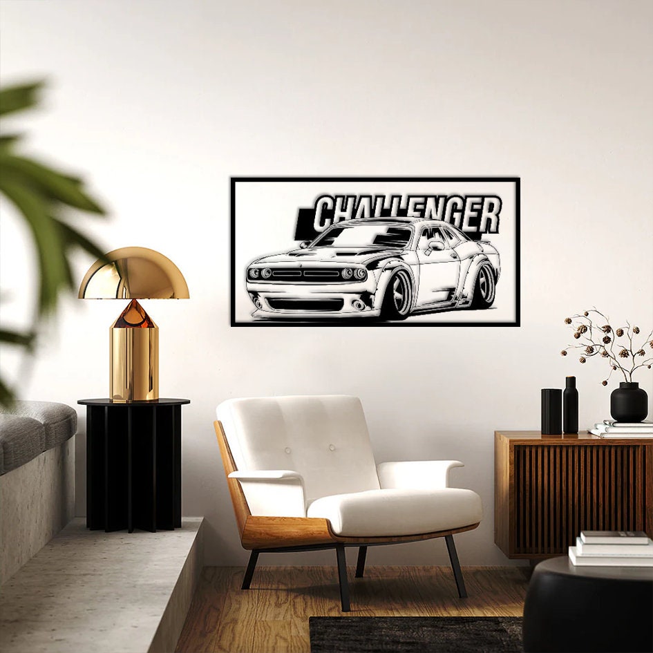 Dodge Challenger Wall Decor, Man Cave Décor, Metal Garage Decoration ...
