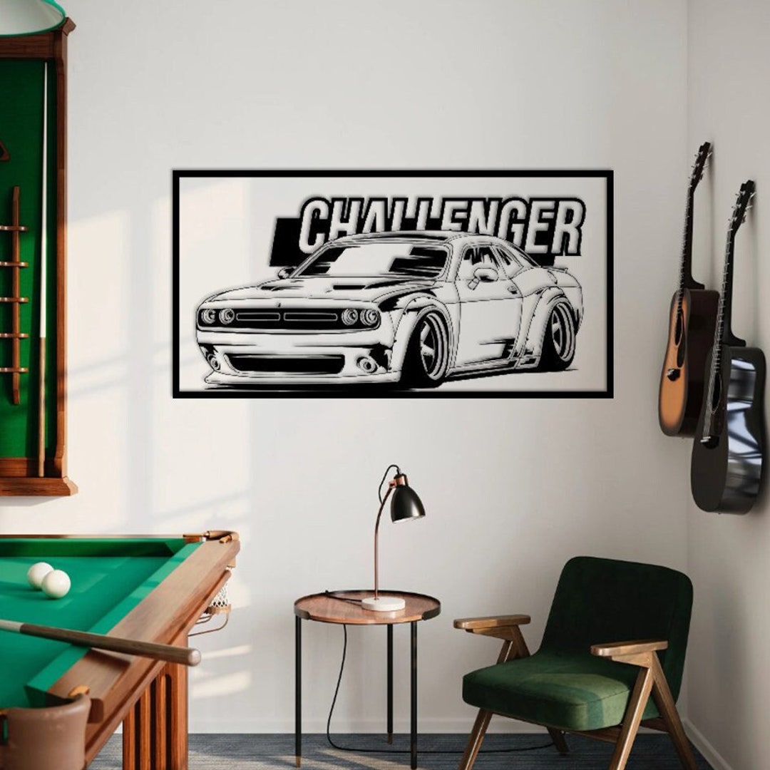 Dodge Challenger Wall Decor, Man Cave Décor, Metal Garage Decoration ...