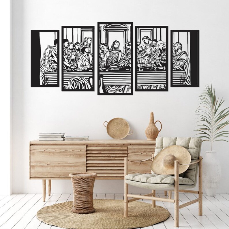 The Last Supper Wall Decor, Jesus Wall Art, Religious Wall Sign, 5 Set ...