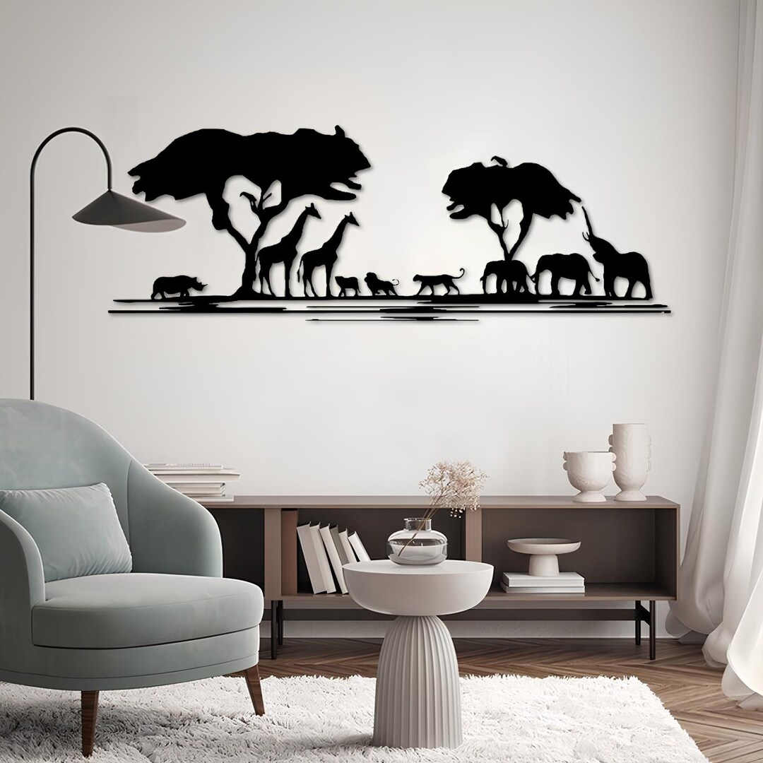 Safari Animals Wall Decor, Animal Wall Art, Metal Elephant, Giraffe ...
