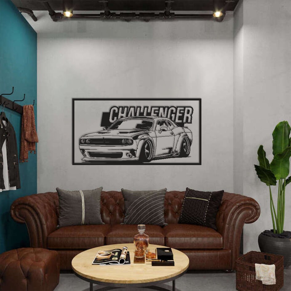 Dodge Challenger Wall Decor, Man Cave Décor, Metal Garage Decoration ...