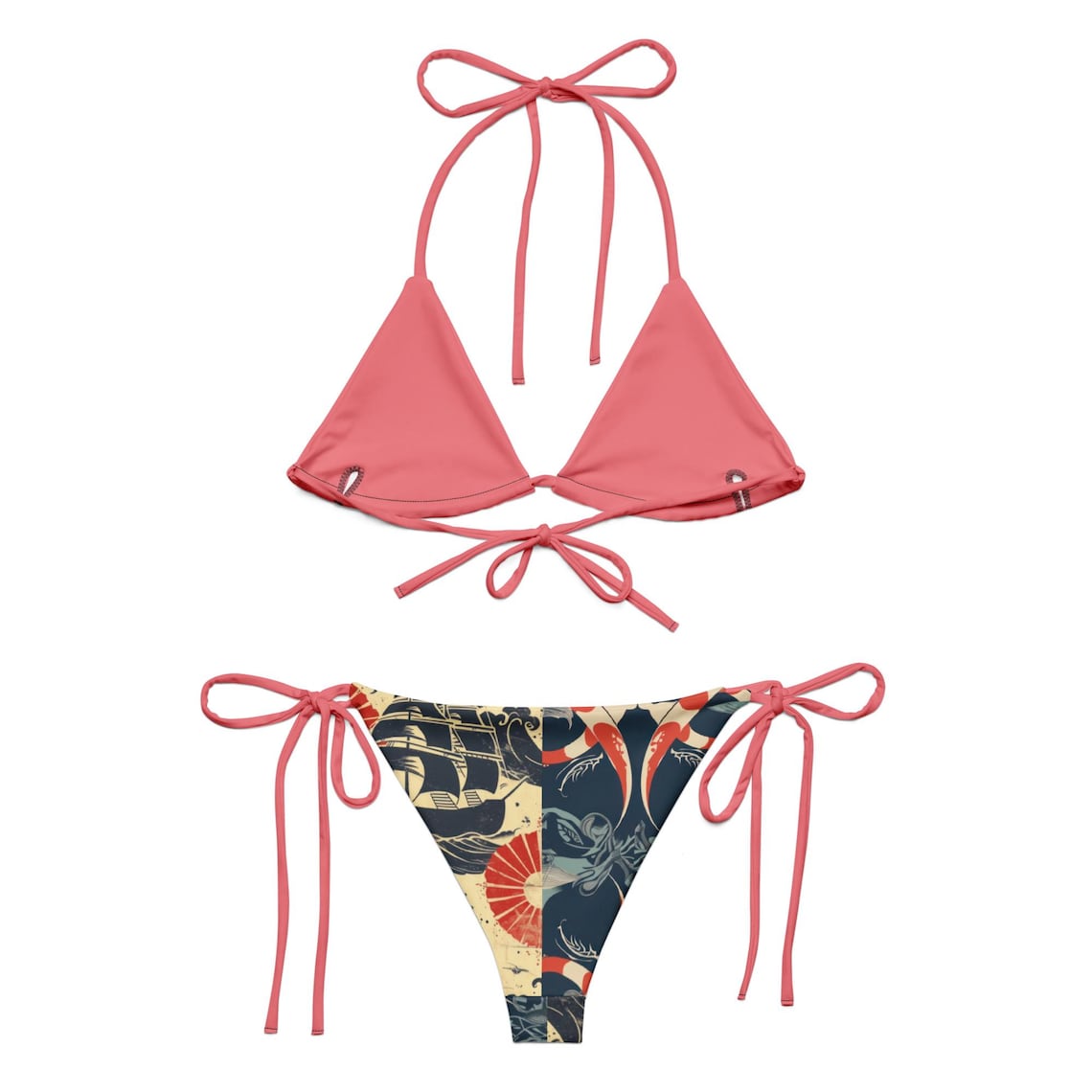 Vintage Nautical String Bikini maritime Sailing Ships Ocean Boats ...
