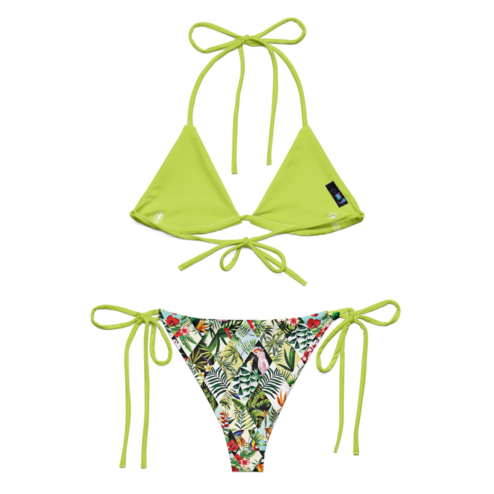Birds of Paradise String Bikini tropical Island Flamingo Parrot Floral ...