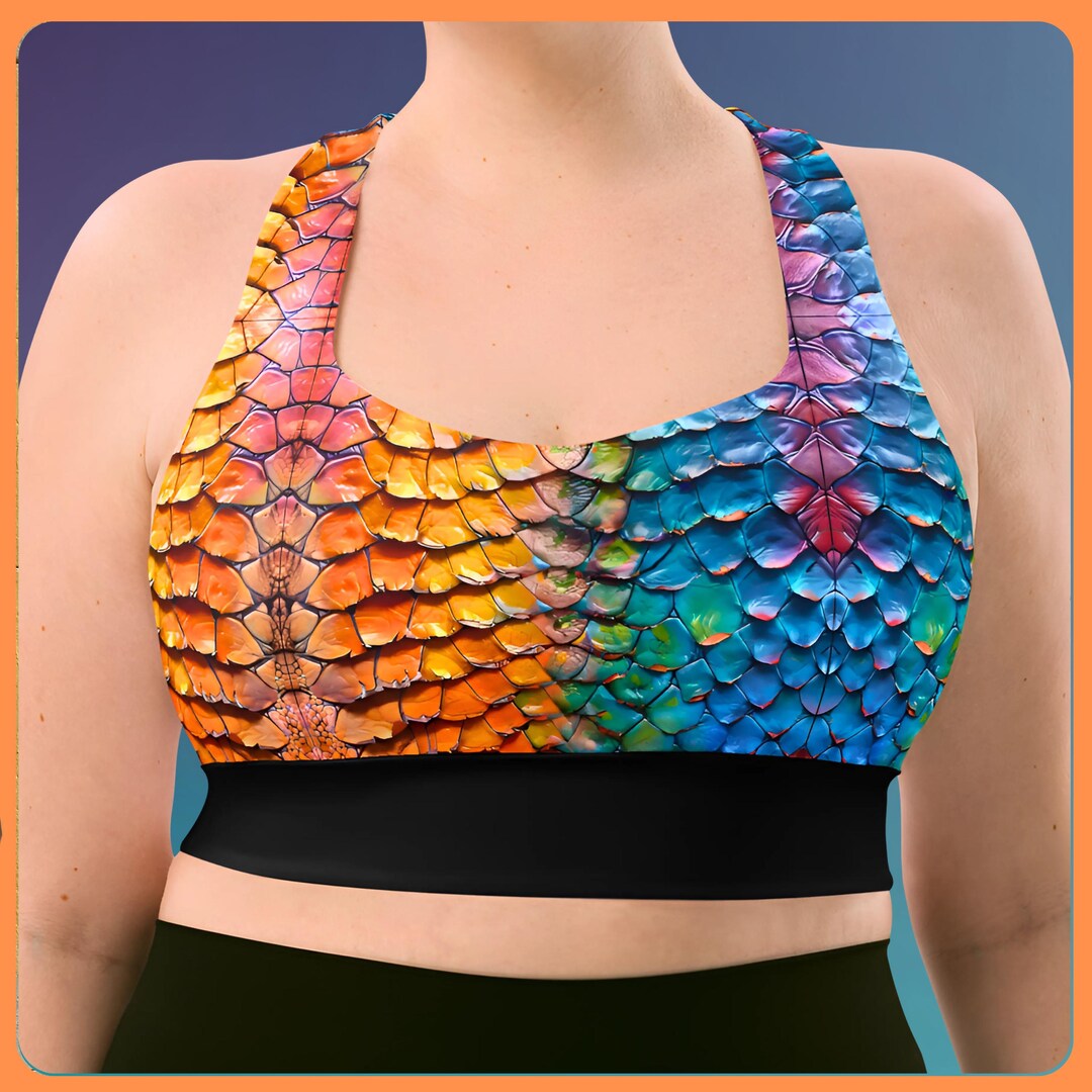 Rainbow Snake Sports Bra- Longline Racerback Animal Print Dragon ...