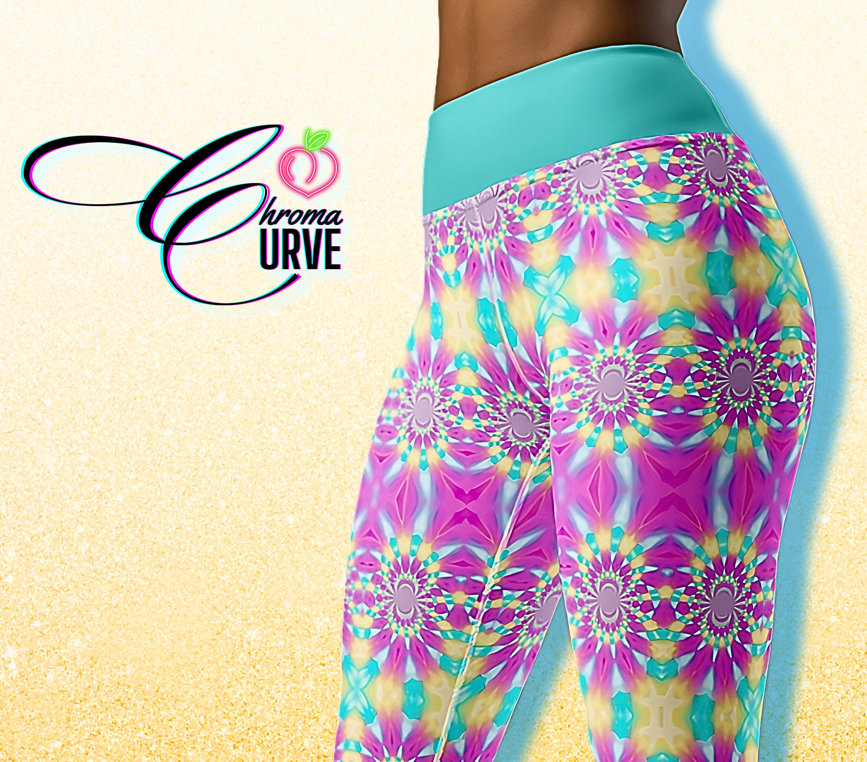 Bright Sunlight Leggings Colorful Blue Pink Yellow Abstract Vibrant ...