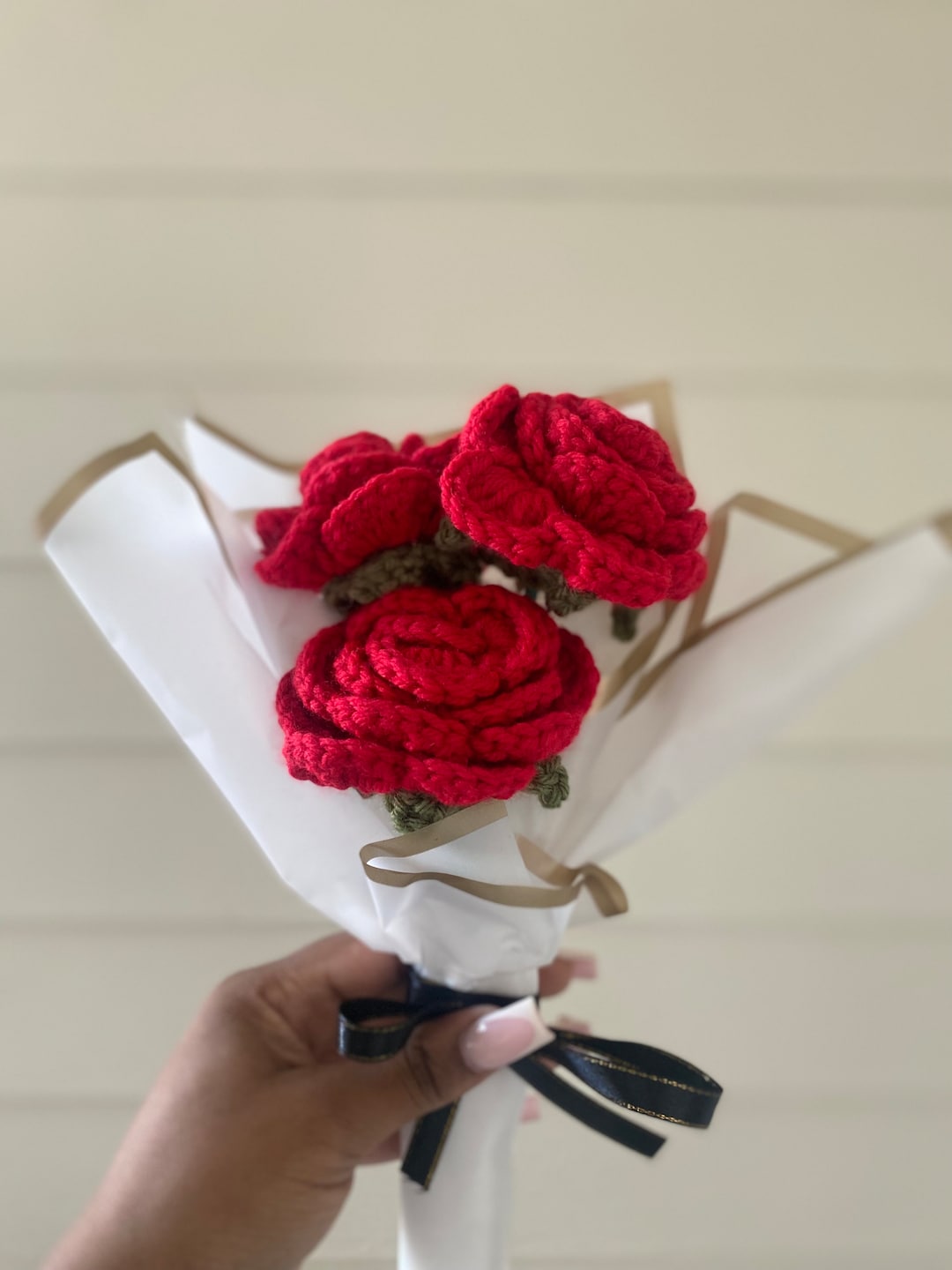 Handmade Crochet Rose Flower Bouquet - Etsy