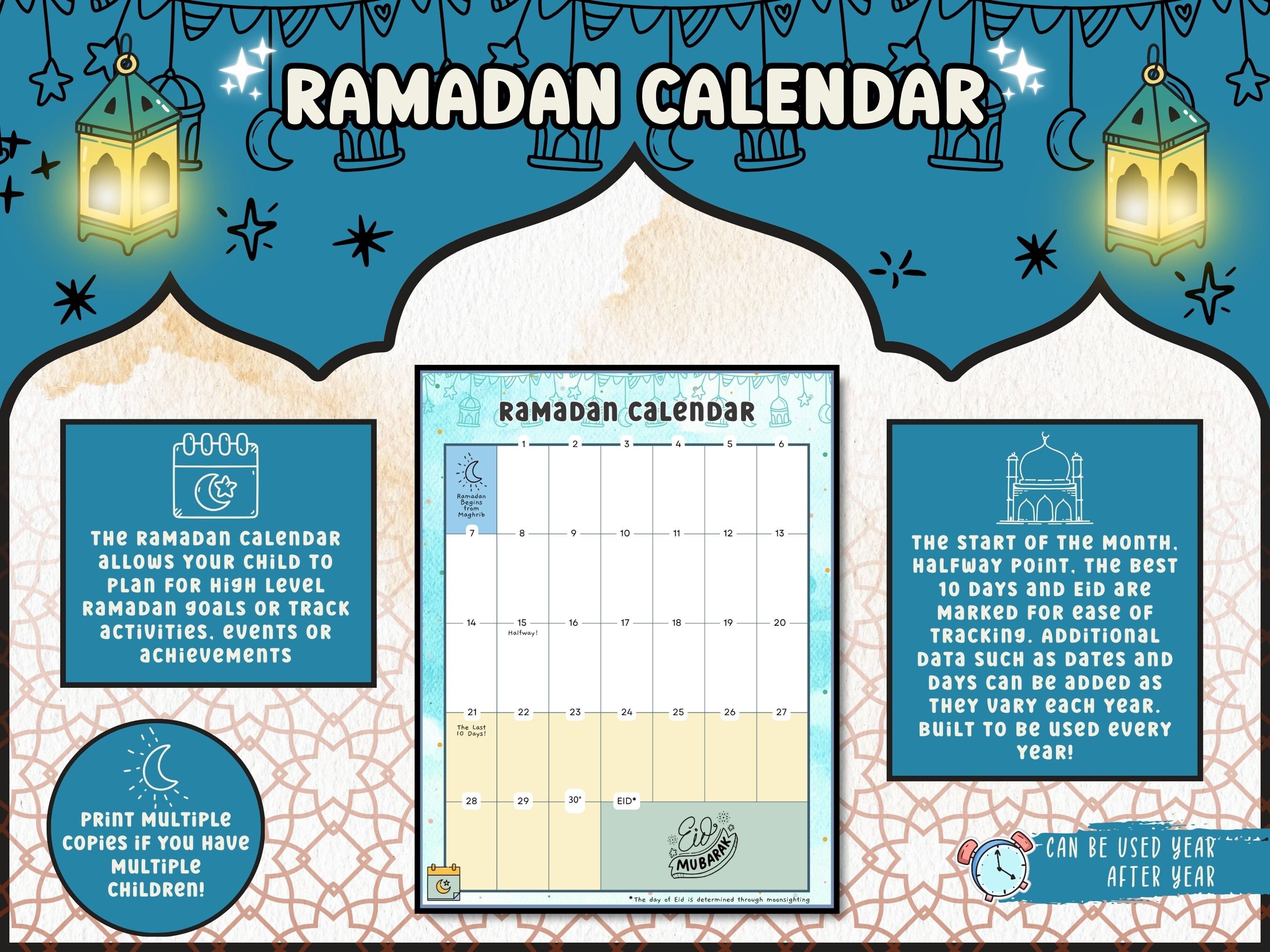 Digital Ramadan Planner for Kids: Ramadan Calendar, Weekly & Daily ...
