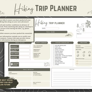 Digital Hiking Adventure Planner & Tracker Bundle - Hiking Planner ...