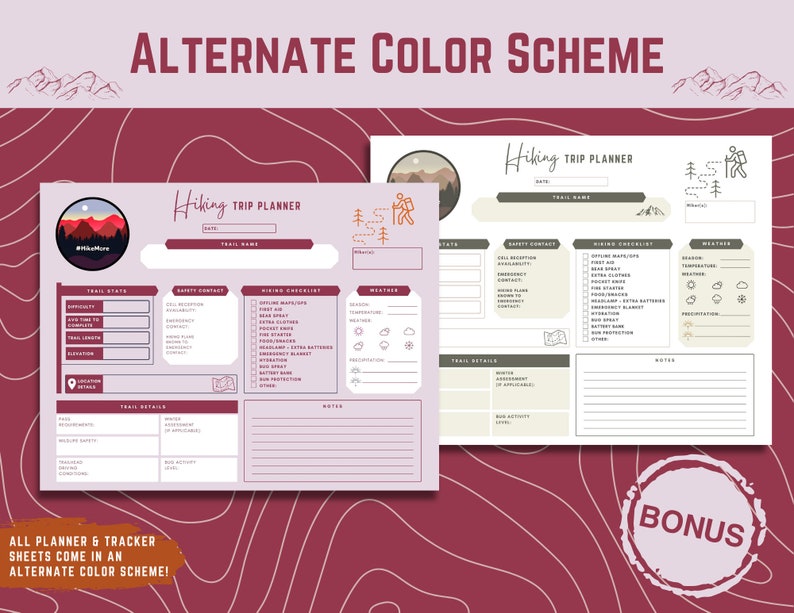 Digital Hiking Adventure Planner & Tracker Bundle - Hiking Planner ...