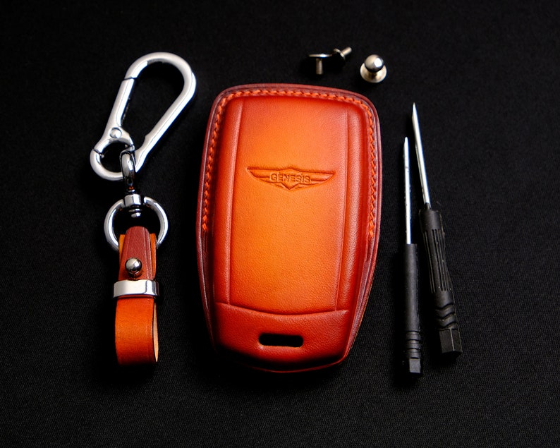 Leather Key Fob Cover for Genesis G70 G80 G90 2020-2022, Hyundai ...
