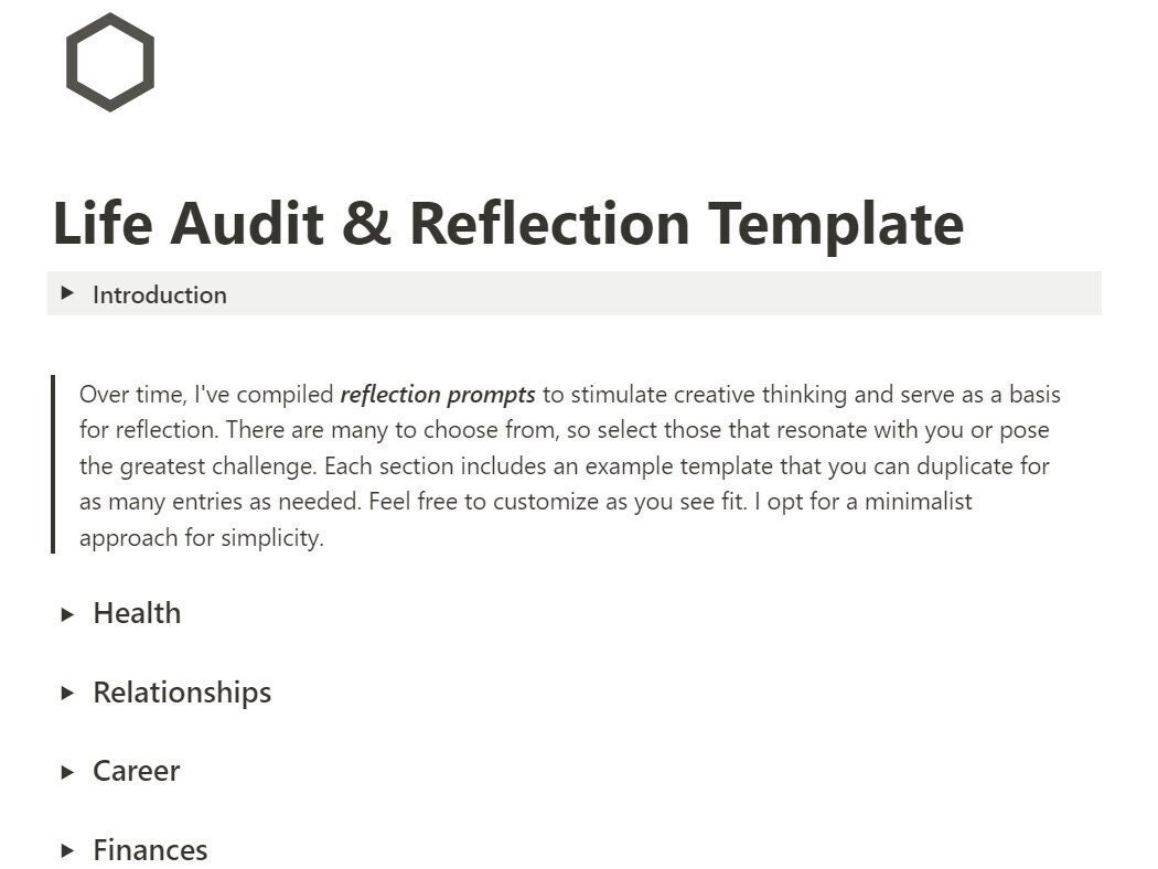 Life Audit & Reflection Notion Template - Etsy