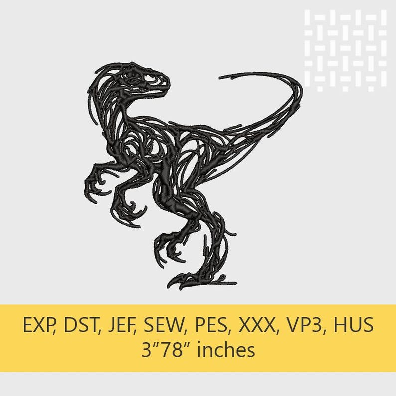 Velociraptor - Dinosaur - Digital Embroidery Design Machine Embroidery ...