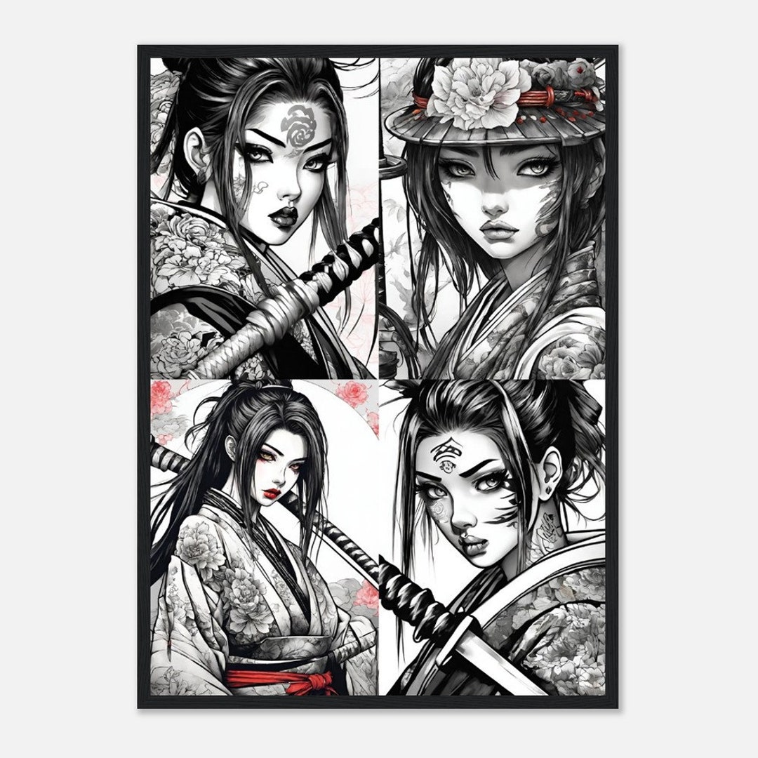 Anime Samurai Sirens Wall Art Where Elegance Meets Edge, Transform Your ...