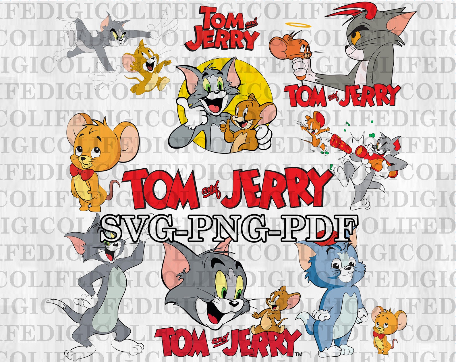 Tom & Jerry / High-quality / Digital Download / Svg, Png, Pdf,tom and ...