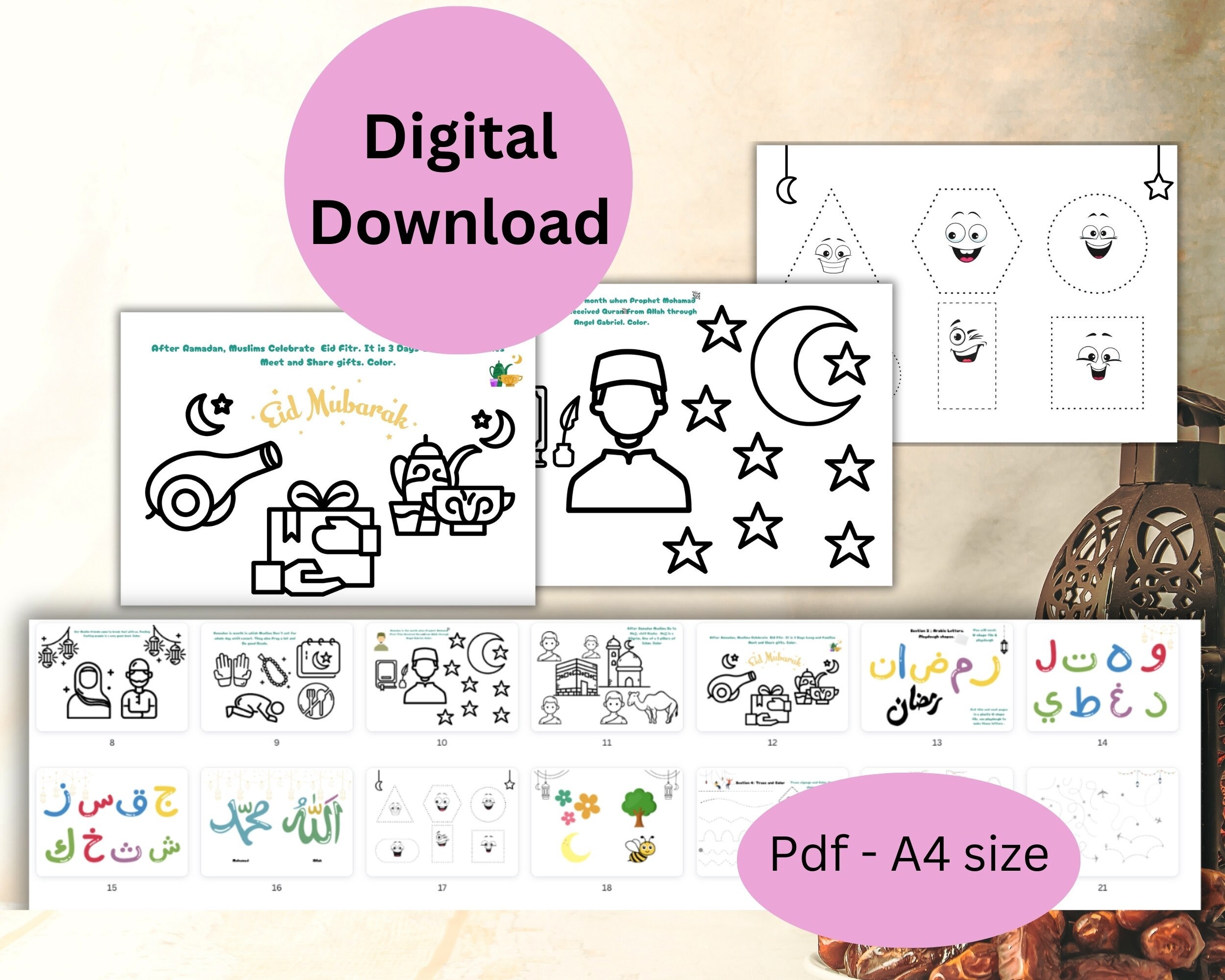 Arabic Activities Ramadan Printable Intro to Islam Fine Motor Skil ...